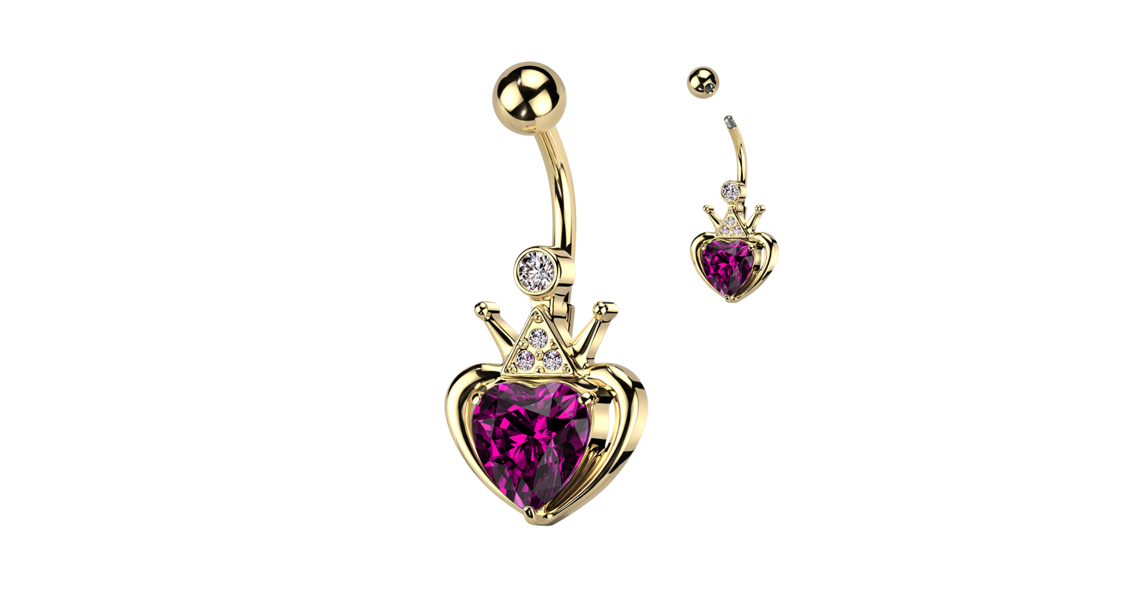 A & ONE Arany Színű Orvosi Acél Köldök Piercing Szív Alakú Rózsaszín ...